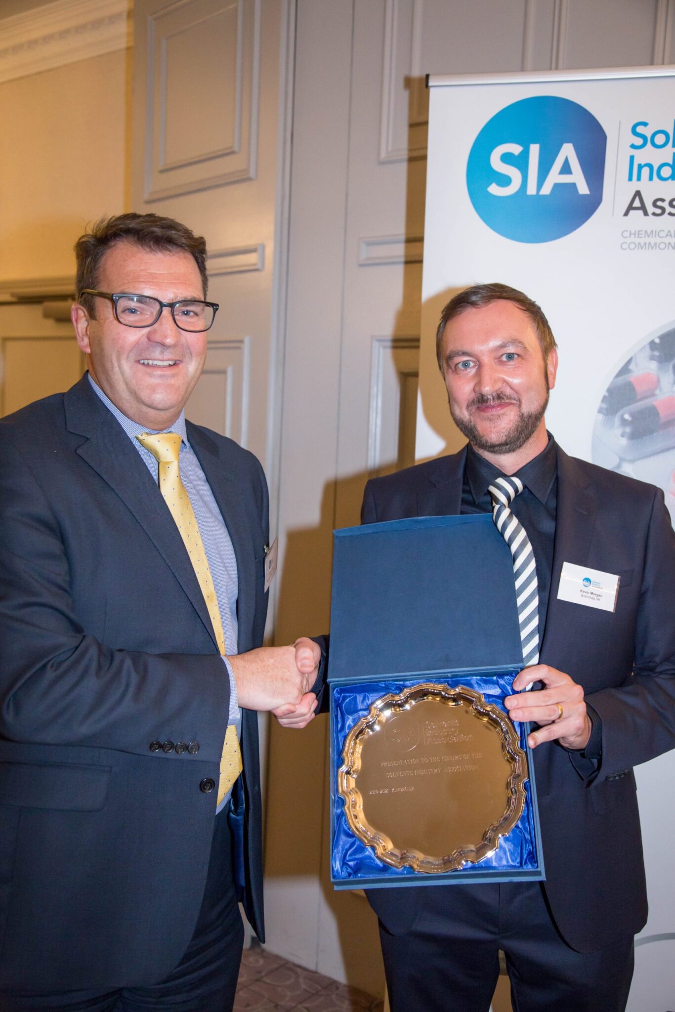 SIA Chair Presents Award to Kevin Morgan - Solvent Industry Association